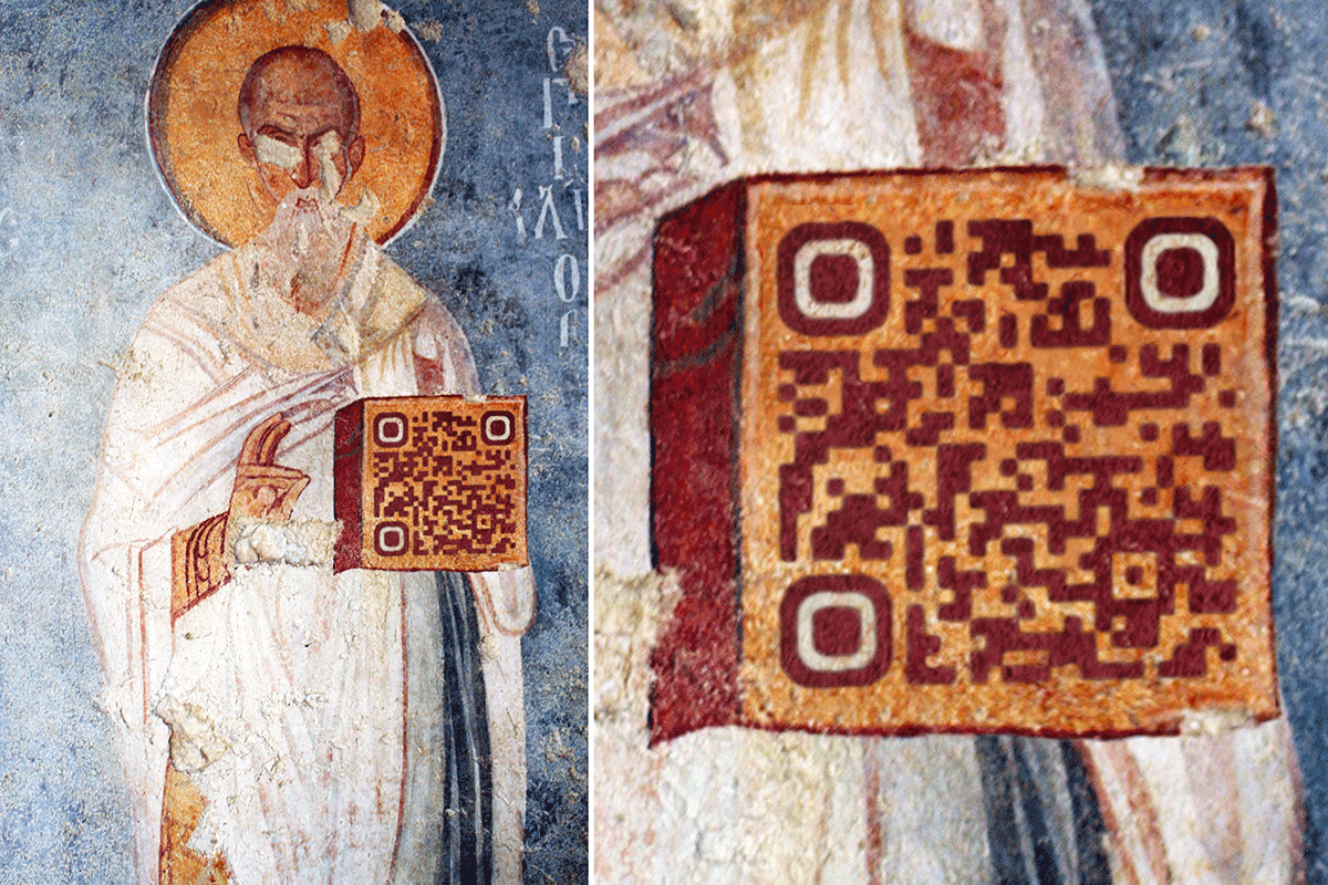 Puzzling Byzantine Sanctus QR Code Unraveled